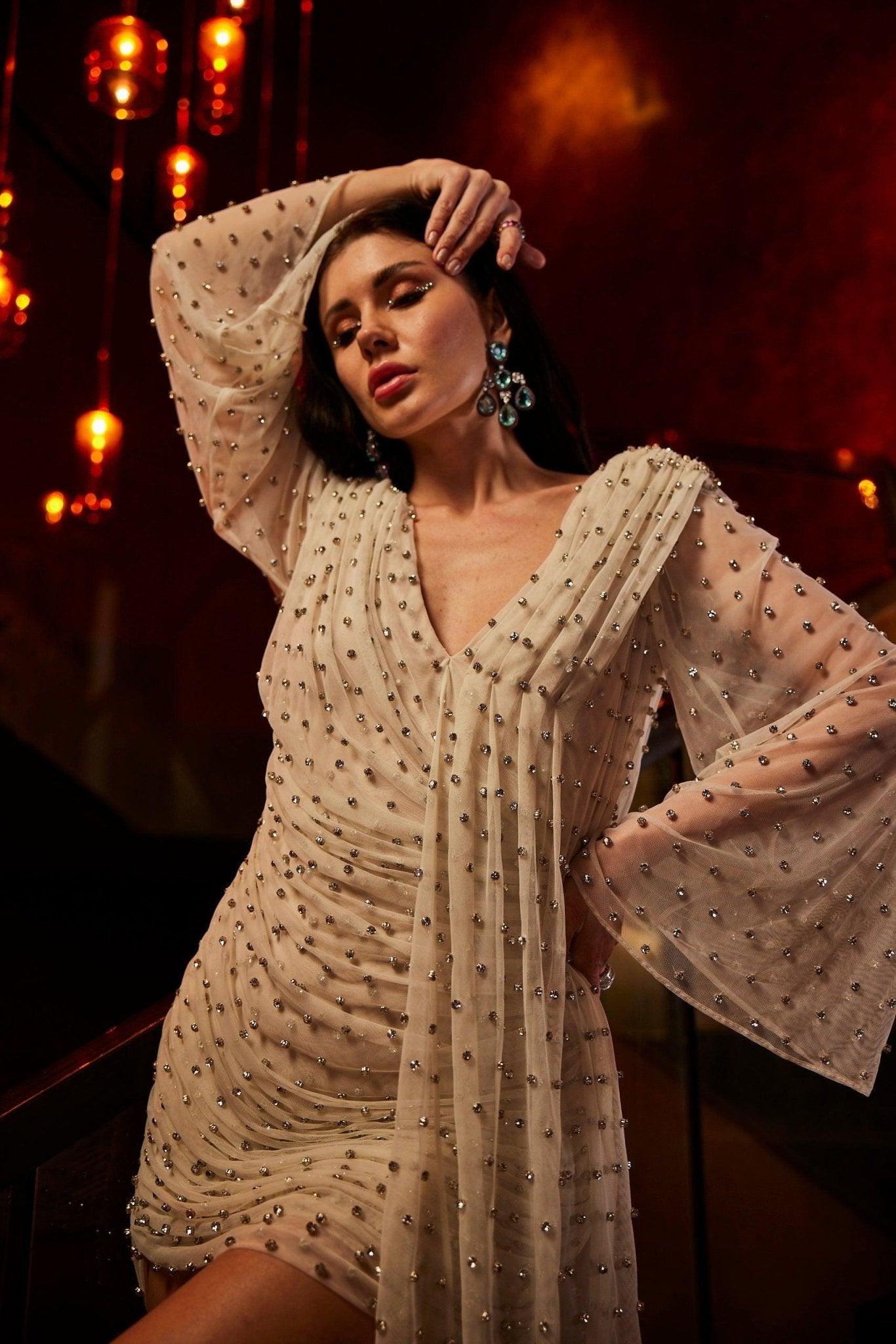 Luxury Off White Delilah Mini Dress